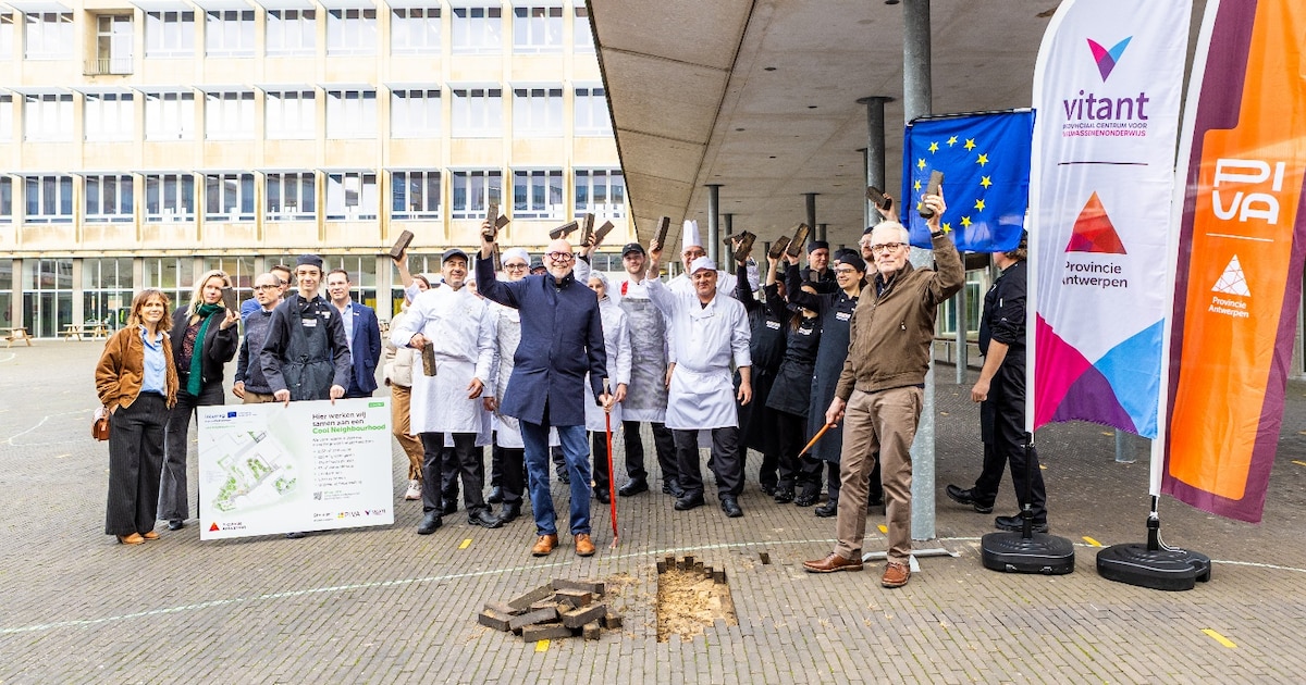 Speelplaats Antwerps hotelschool Piva wordt onthard om hittestress te ...