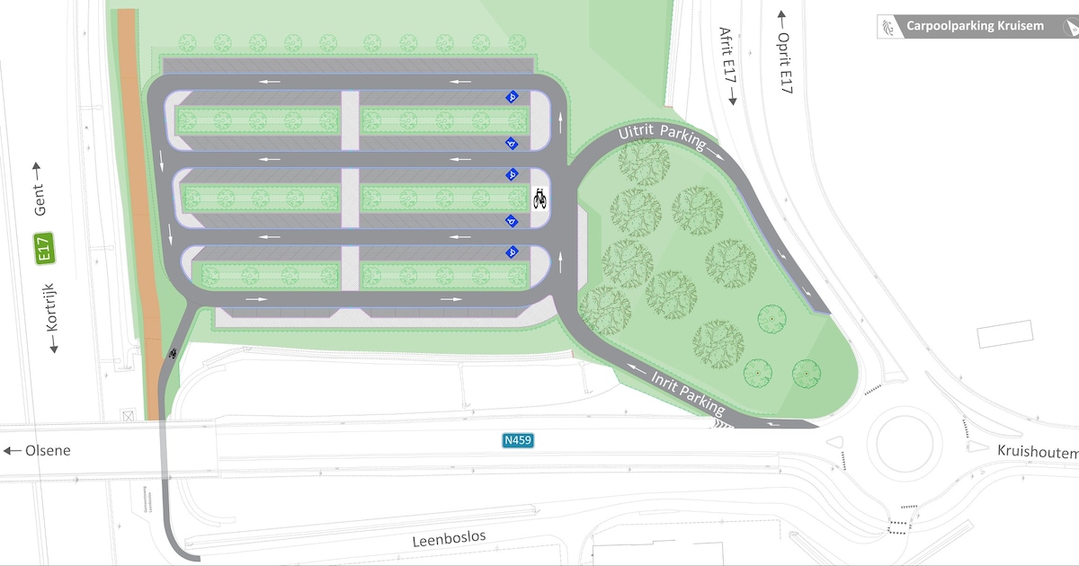 Nieuwe carpoolparking voor 157 auto’s langs E17 in Kruisem: “Geen ...
