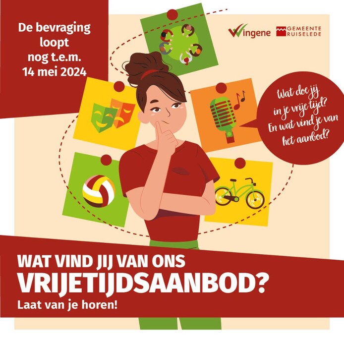 Inwoners Wingene en Ruiselede kunnen mening geven over vrijetijdsaanbod ...