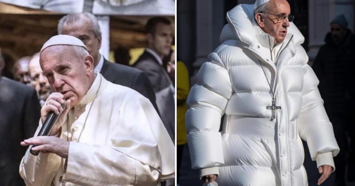 Paus in opvallende witte “rapperjas” gaat viraal, maar is de foto wel ...