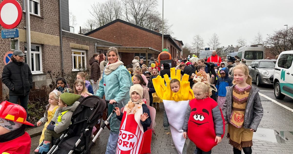 Knotsgek verklede leerlingen vieren carnaval met stoet doorheen ...