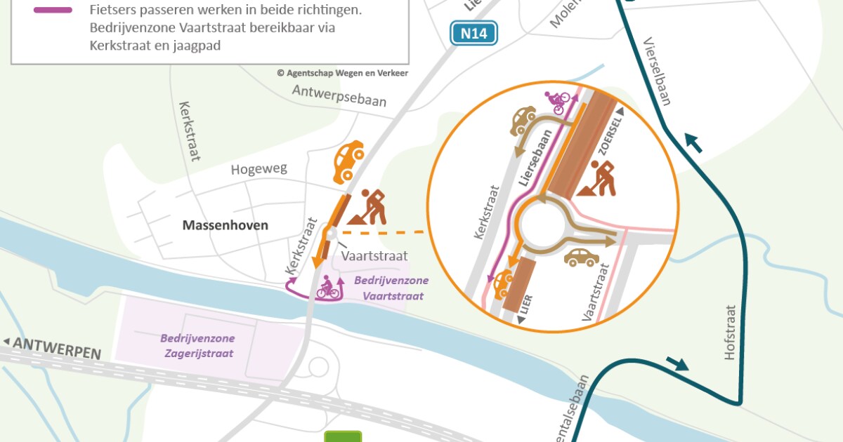 Heraanleg kruispunt N14/Vaartstraat/Kerkstraat gaat laatste fase in | Zandhoven | hln.be