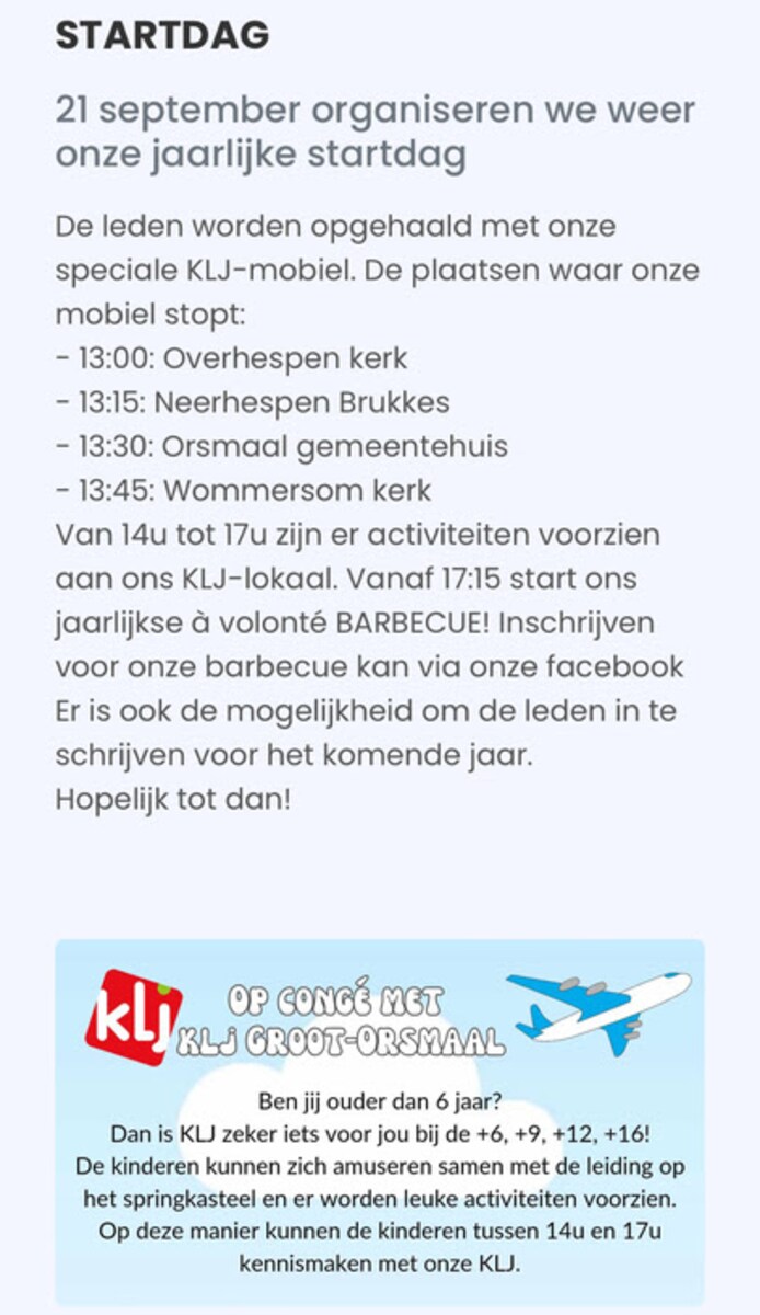 KLJ Groot Orsmaal organiseert jaarlijkse startdag | Linter | hln.be