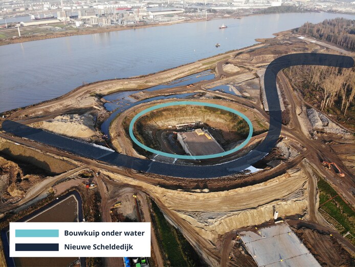 Deel van werf nieuwe Scheldetunnel onder water gezet: “Nodig om oude ...