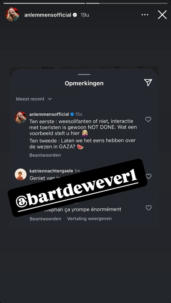 An Lemmens haalt uit naar Bart De Wever na foto met olifanten op vakantie: “Interactie met ...