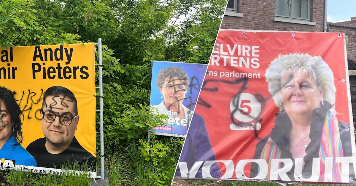 ‘Eat the ritch’: vandalen bekladden verkiezingsborden in Maasmechelen ...