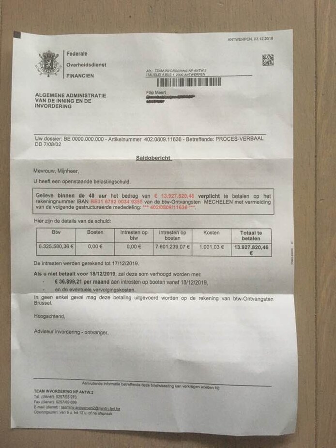 Ex-zakenman Filip Meert krijgt fors aanslagbiljet: "14 miljoen euro ...