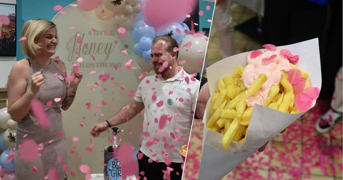 KIJK. Friturist maakt geslacht van baby bekend met... roze mayonaise ...