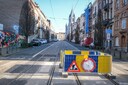 Wegverzakking op Victor Jacobslaan in Etterbeek, tramverkeer ...
