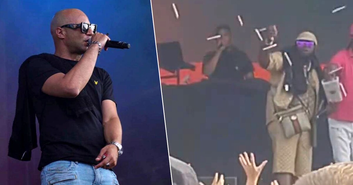 Ophef om rapper die ‘joints’ rondstrooit in publiek tijdens Les ...