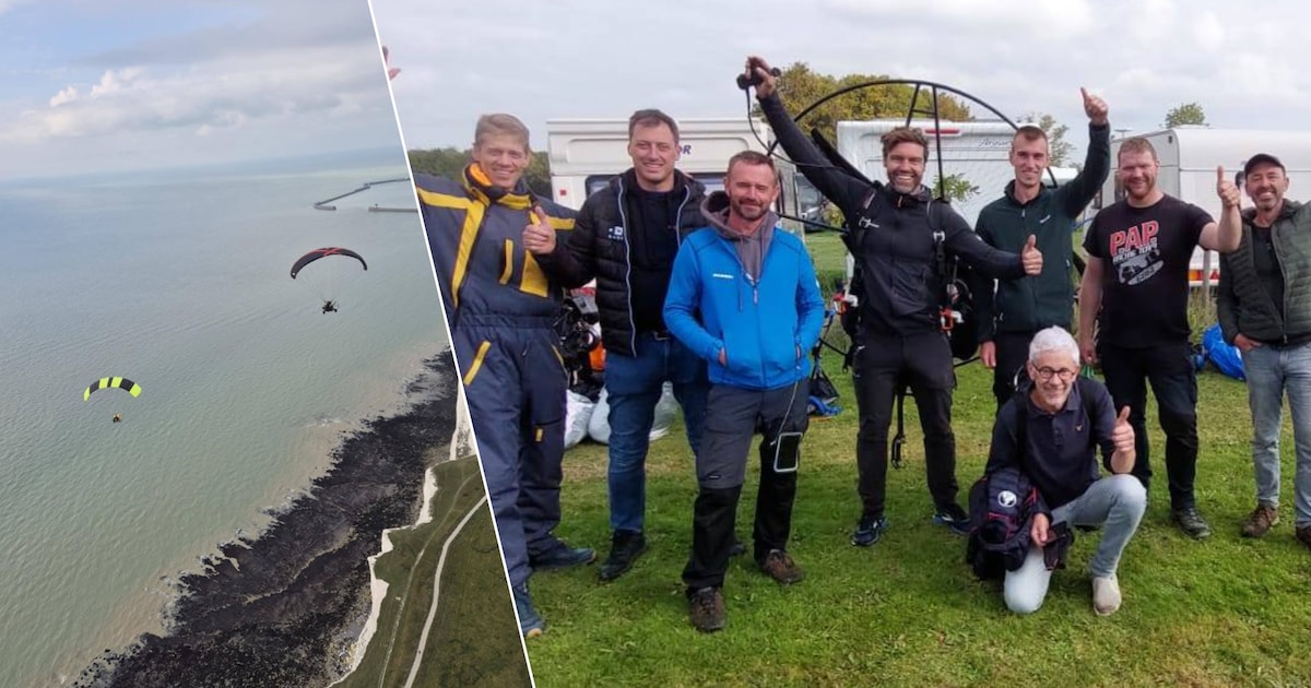 KIJK. Nieuw Guinnessrecord? Vlaamse paramotorpiloten vliegen het Kanaal ...