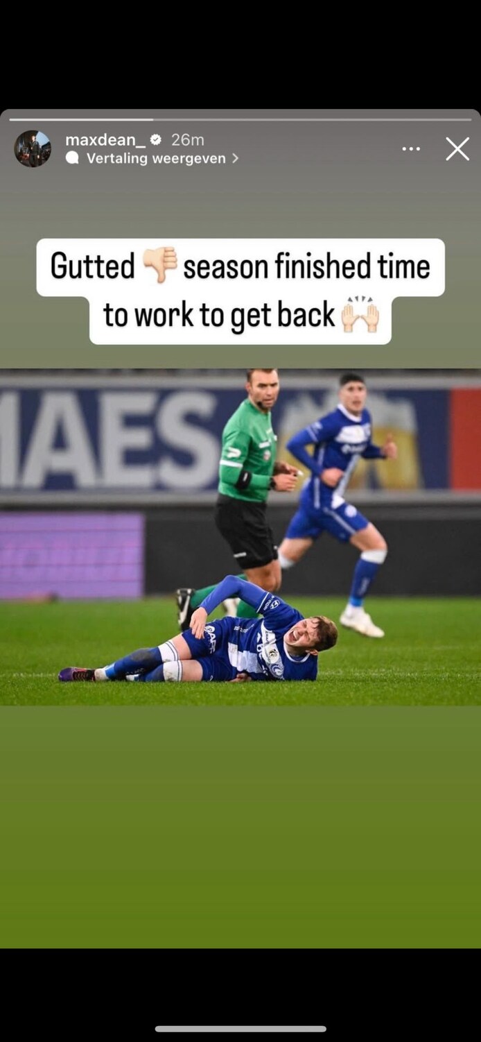 Einde seizoen voor AA Gent-spits Max Dean door kruisbandblessure ...