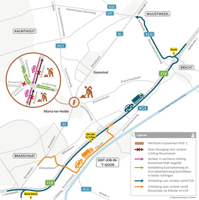 Zesarmig kruispunt in Maria-ter-Heide wordt veiliger | Brasschaat | hln.be