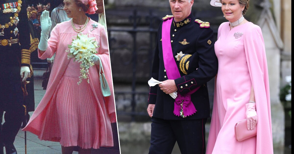 IN BEELD. Koningin Mathilde valt op in kauwgomroze capejurk, en bracht ...