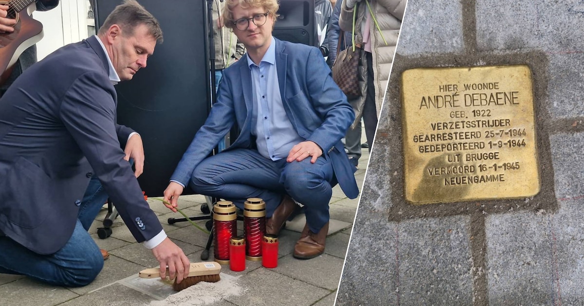 Struikelstenen onthuld ter ere van verzetshelden André Debaene, Marcel ...