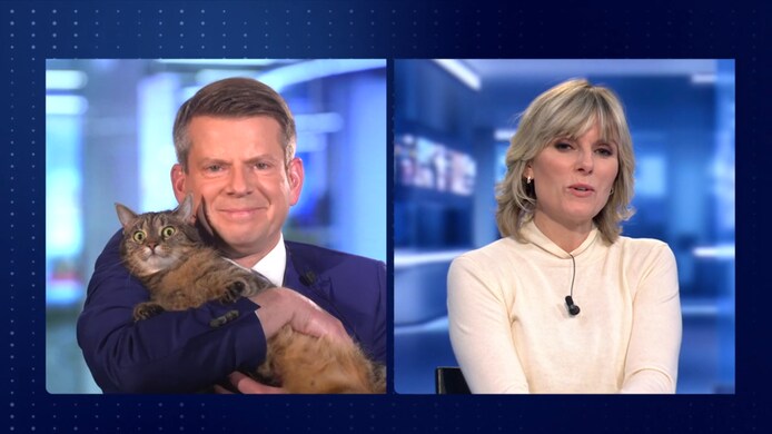 KIJK. Weerman David Dehenauw stuurt letterlijk zijn kat naar het werk ...