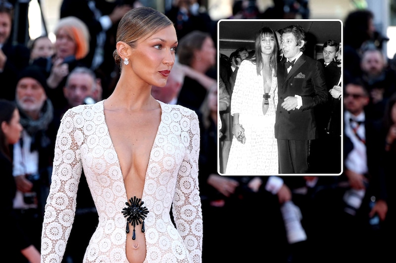 Eerbetoon aan Jane Birkin: Bella Hadid steelt de show in Cannes in jurk ...