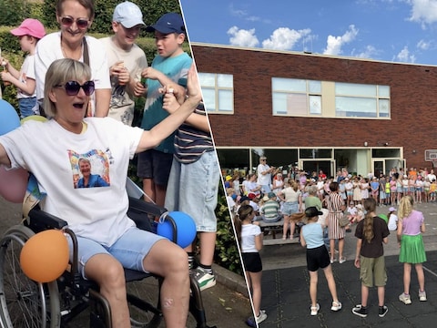 Leerlingen van De Klimtoren wuiven juf Els uit na 41 jaar | Regio | HLN.be