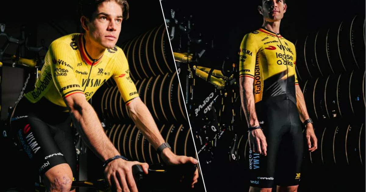 Wout van Aert is fotomodel voor nieuwe gele truitjes van Visma-Lease a ...