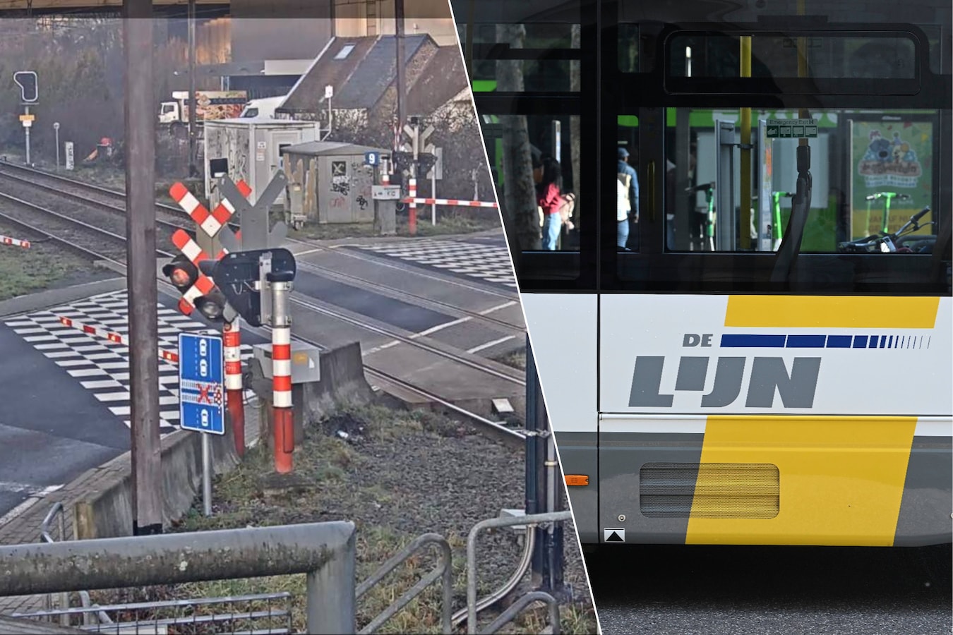 Buschauffeur Jason (36) kan maar nipt aanrijding met trein voorkomen op ...