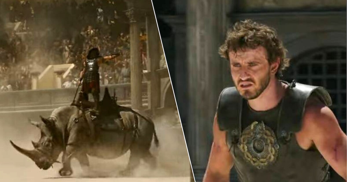 KIJK. Paul Mescal neemt het op tegen woeste neushoorn in eerste trailer ...