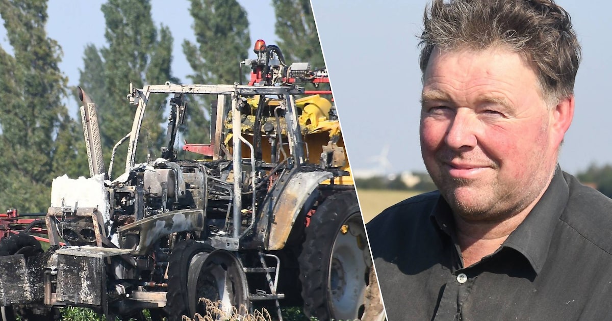 Landbouwer Patrick (54) ziet tractor en sproeimachine in vlammen opgaan ...