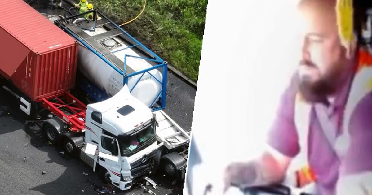 Britse trucker die door naaktfoto’s scrolt rijdt in op file: vader ...