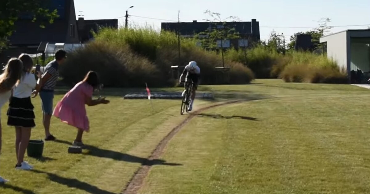 Jenno (19) fietst in eigen tuin wereldrecord bij elkaar: in één uur 35 ...