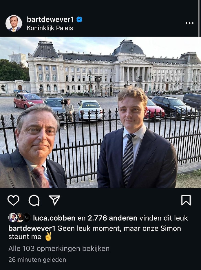 Zoon van Bart De Wever stak vader hart onder de riem bij zijn ontslag als formateur: “De koning ...
