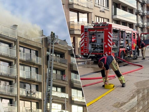 Brand op terras van flat op zevende verdieping in Zeebrugge: veel rook ...