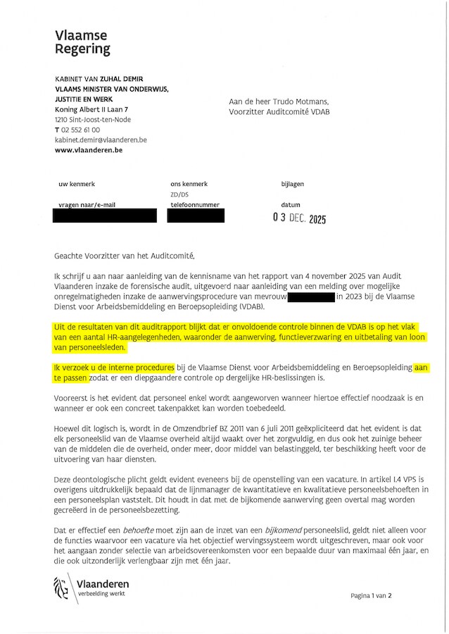 “VDAB-top­man deed faveurke op kosten van de belasting­be­ta­ler”, ook ...