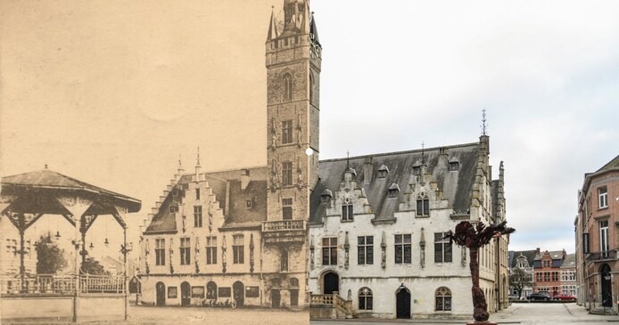 VROEGER EN NU: Stadhuis en kiosk op Grote Markt | Dendermonde | hln.be