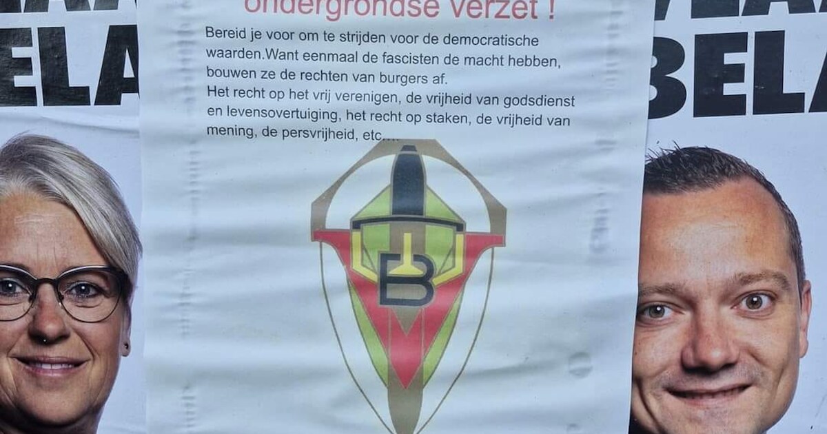 ‘De Witte Brigade’ overplakt affiches Vlaams Belang in Menen: “We ...