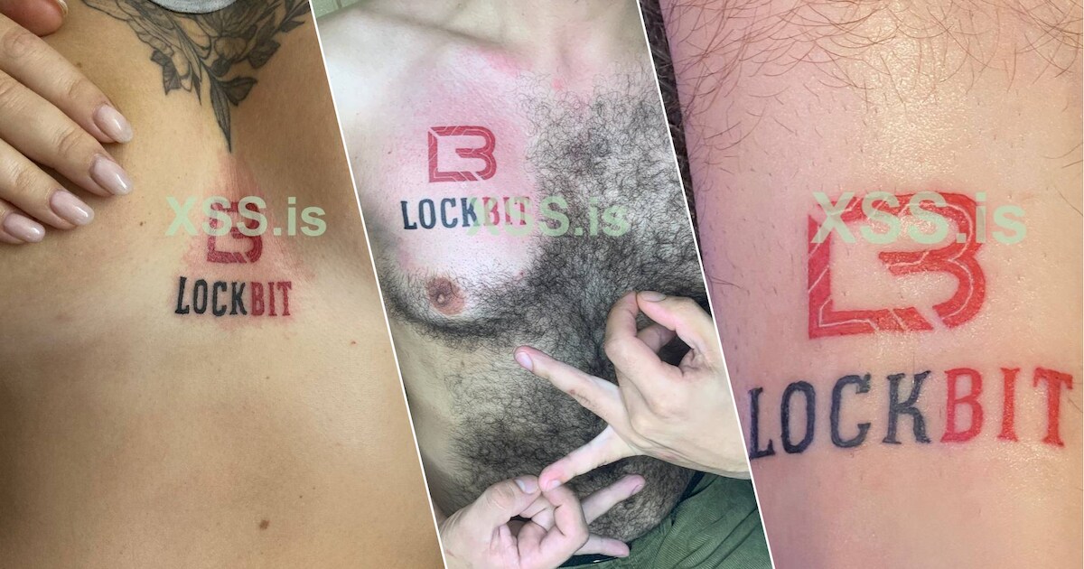 21 mensen lieten zich tatoeëren met logo beruchte hackersbende Lockbit en kregen er 1.000 dollar ...