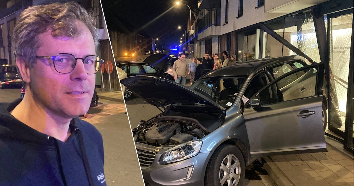 Auto belandt in vitrine in Izegem en richt ravage aan: “Het was alsof ...