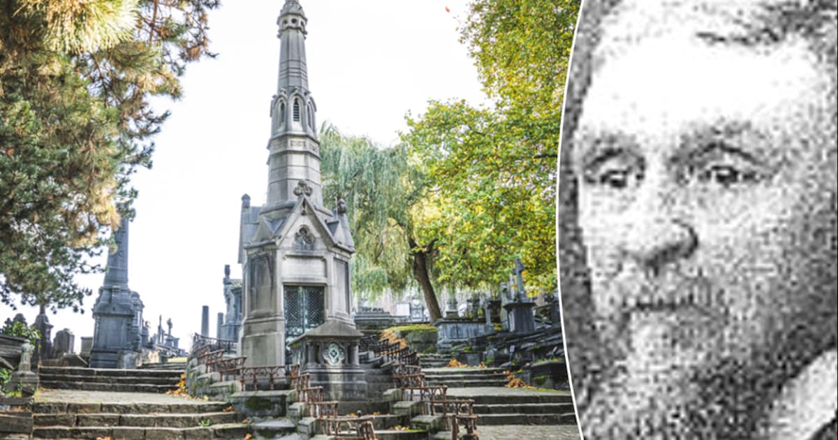 Het graf met roepgaten en kijkraam van Georges Martens-Soutteau (1861 ...