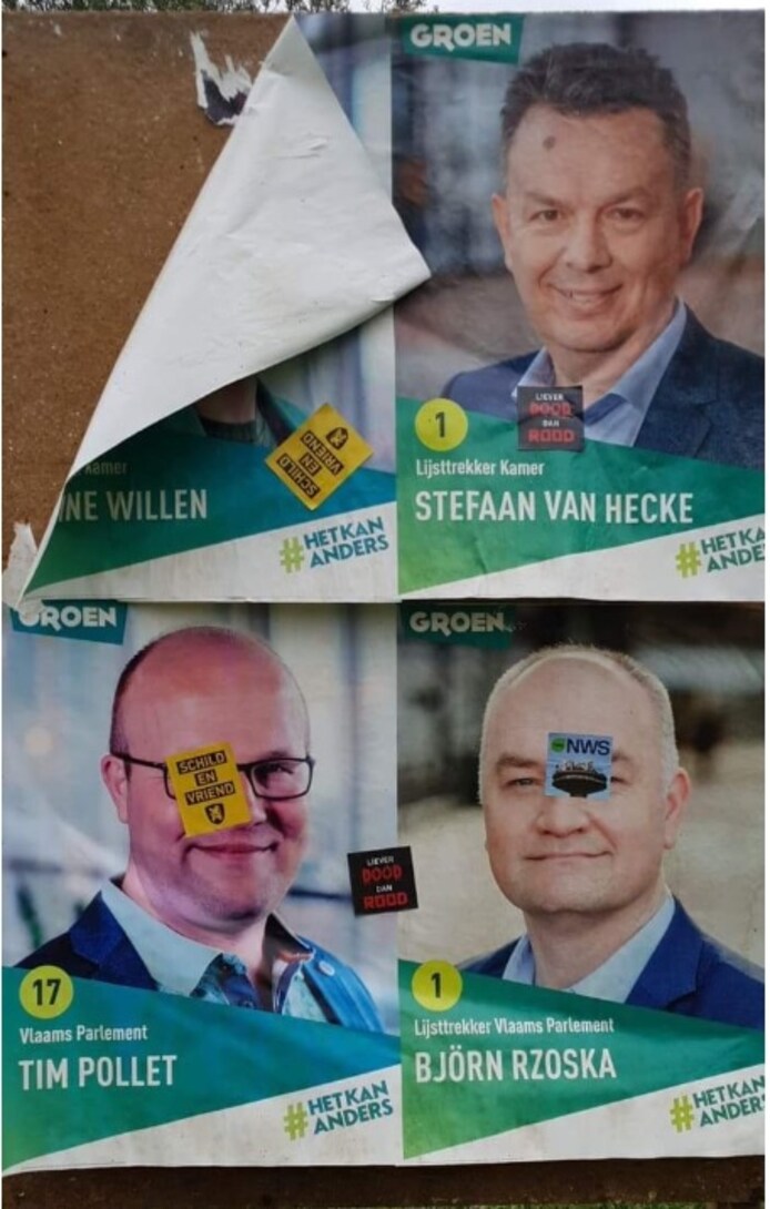 Groen dient klacht in voor vandalisme aan affiches | Dendermonde | hln.be