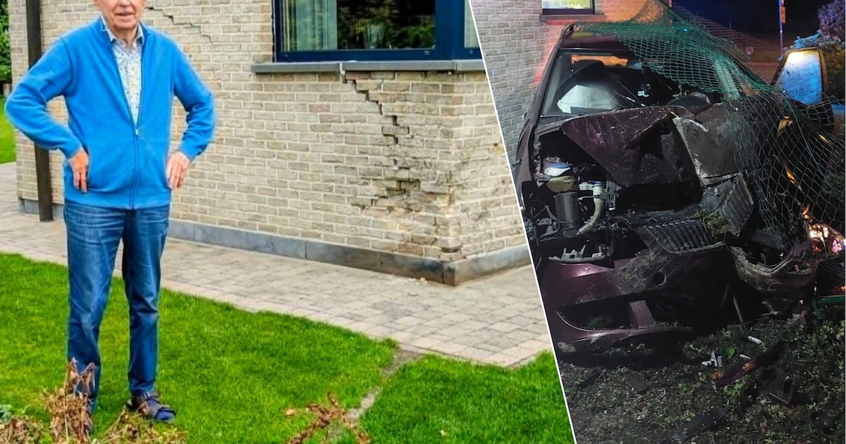 Auto crasht tegen gevel van Frans (82) in Moorsel: “Dit is al het 20ste ...