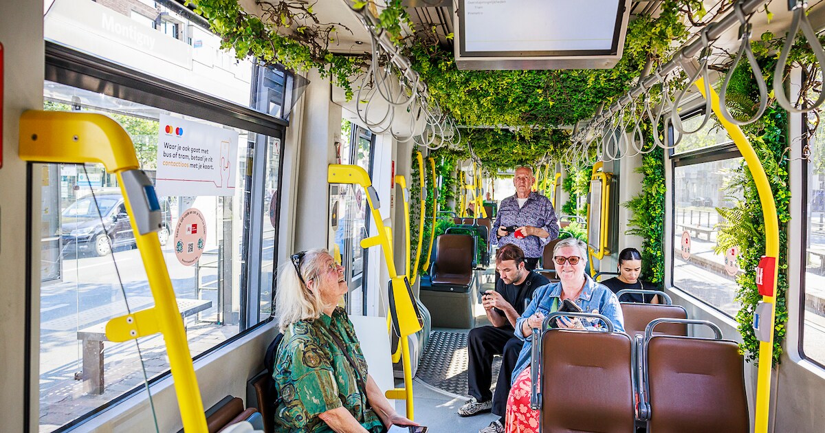 Tram 1 éénmalig gekleed in kleurrijke bloemen en hangplanten: “Om groen ...