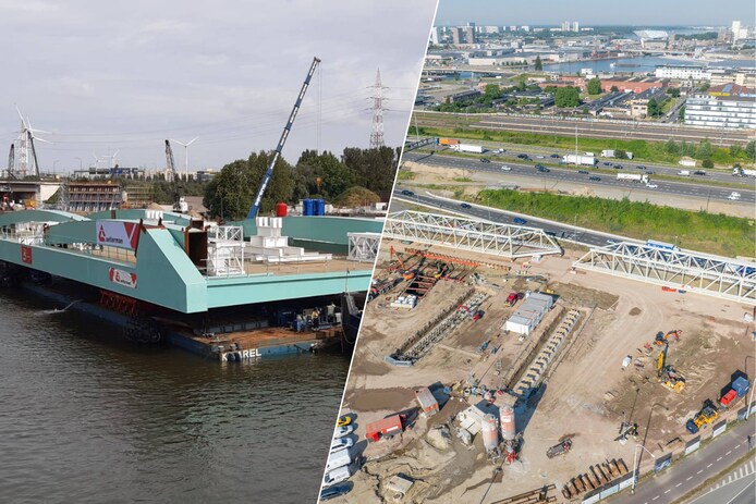 Bruggen aangekomen, funderingen in de grond én eerste pijlers zichtbaar: werken aan tijdelijke ...