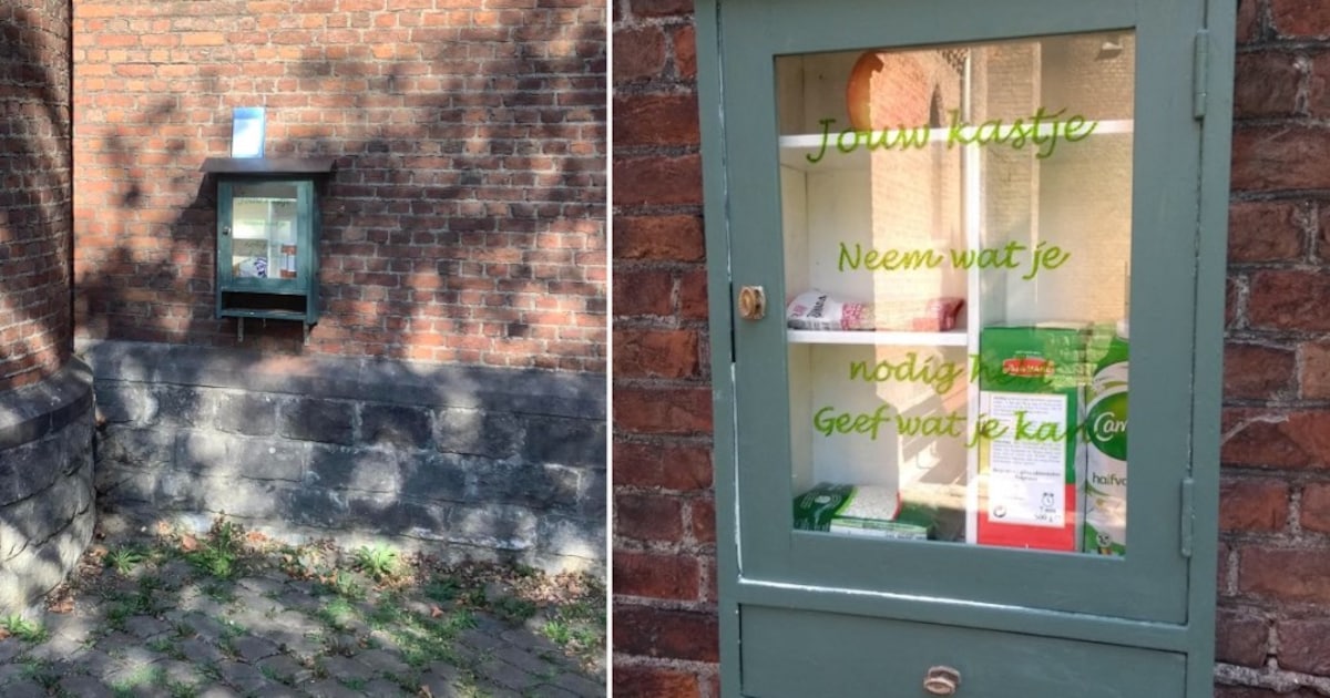 Dan en Leen hangen weggeefkast om lege brooddozen te vullen: “Armoede ...