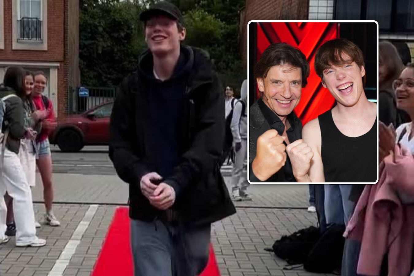 ‘The Voice’-winnaar Bas wordt met rode loper verwelkomd op school ...