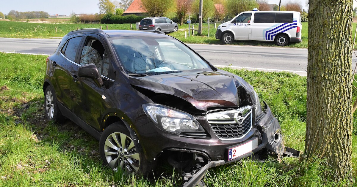 Vrouw (45) raakt van weg af en knalt tegen boom: geen gewonden | Staden ...