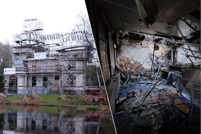 Luchtbeelden tonen hoe groot de schade is na hevige brand in kasteel ...