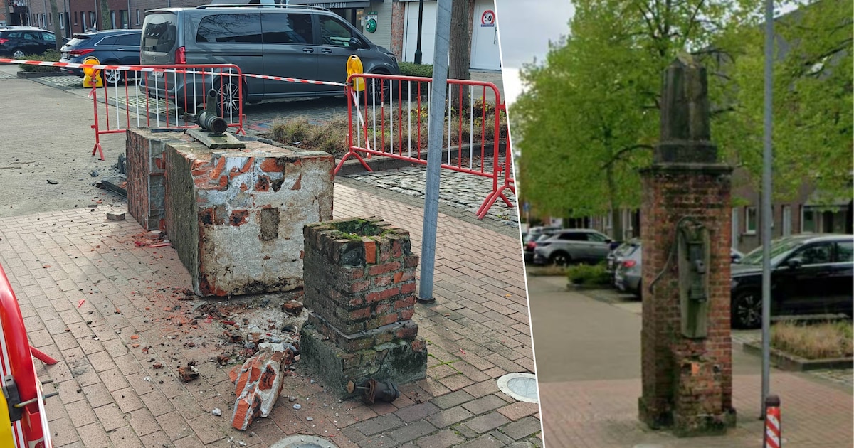 Vrachtwagen rijdt iconische dorpspomp in Morkhoven omver: “We proberen ...