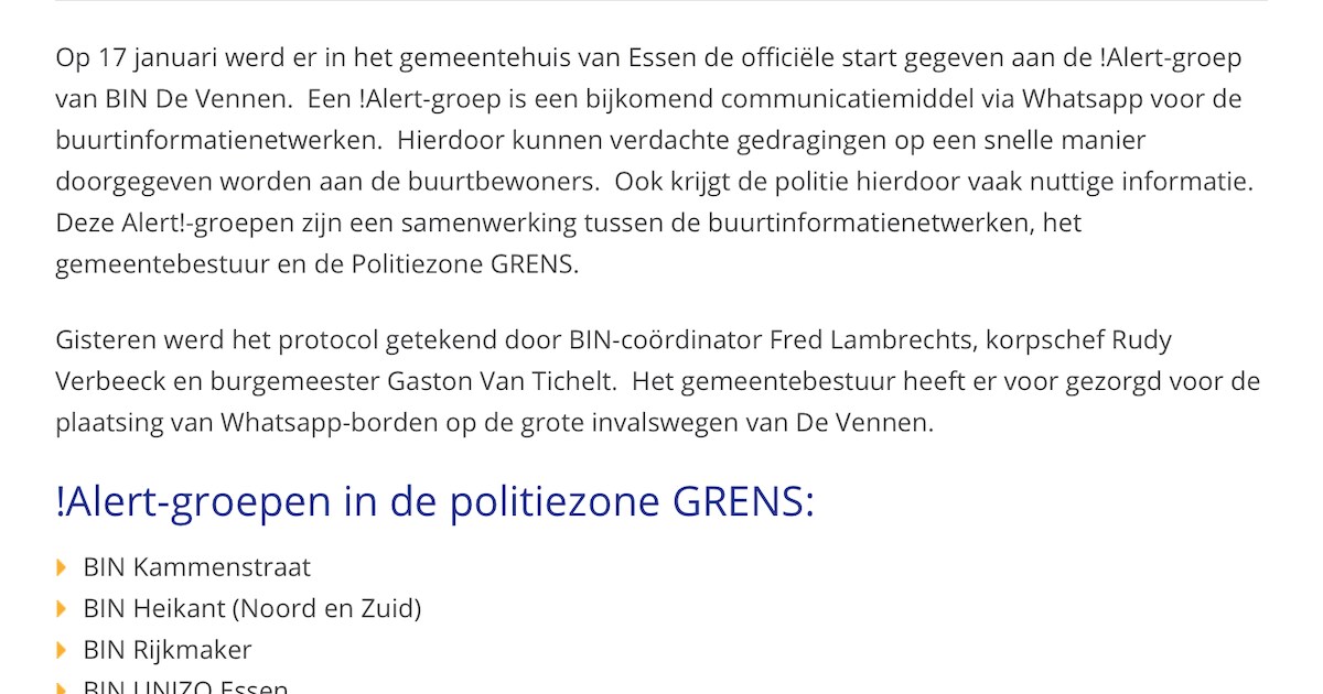 Nieuwe whatsapp-groep gestart als BIN | Essen | HLN.be