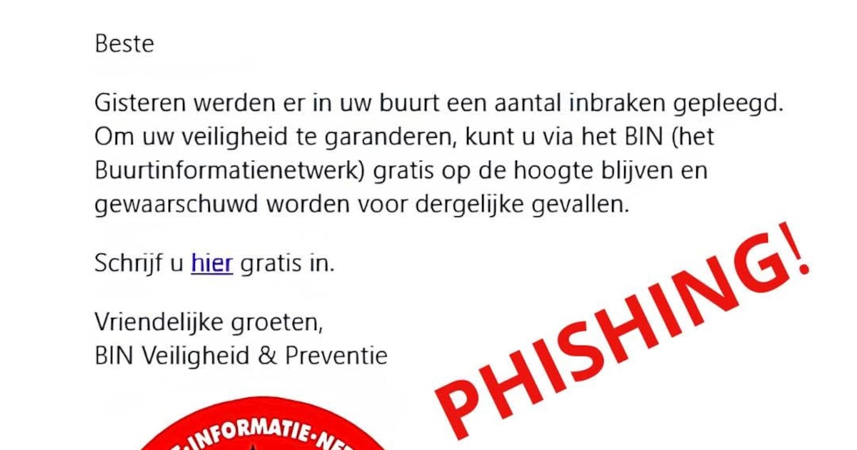 Oplichters versturen frauduleuze mails na reeks inbraken, politie ...