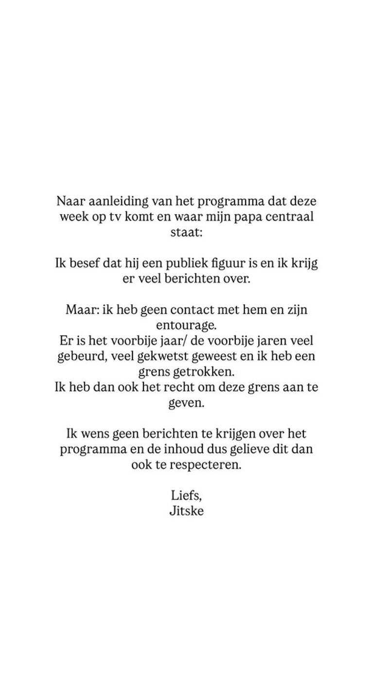 Jitske Van de Veire verbreekt contact met vader Peter: “Ik ben veel ...