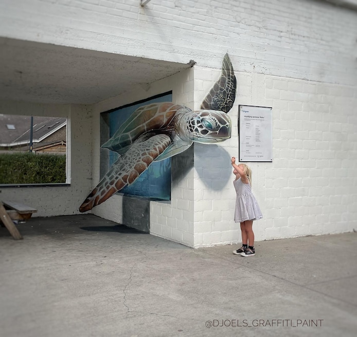 Schildpad tovert lelijk hoekje aan speelplein om tot fotogeniek hoekje ...