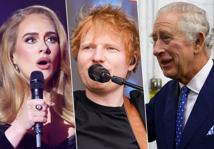 Adele en Ed Sheeran passen voor het kroningsconcert van koning Charles: “Een enorme ...